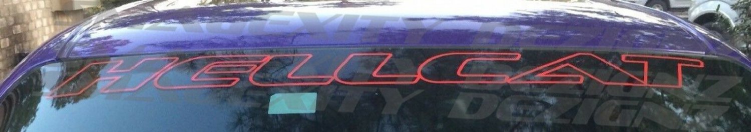 RED HELLCAT WINDSHIELD DECAL STICKER GRAPHICS BANNER DODGE CHALLENGER ...