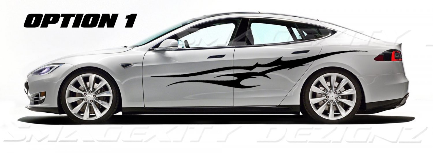 TESLA MODEL S CAST VINYL DECAL KIT GRAPHICS TRIBAL PLAID EV