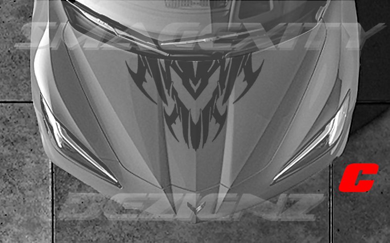 8yr Vinyl DETAILED KIT Jake Skull CORVETTE C8 STINGRAY GRAPHIC Split ...