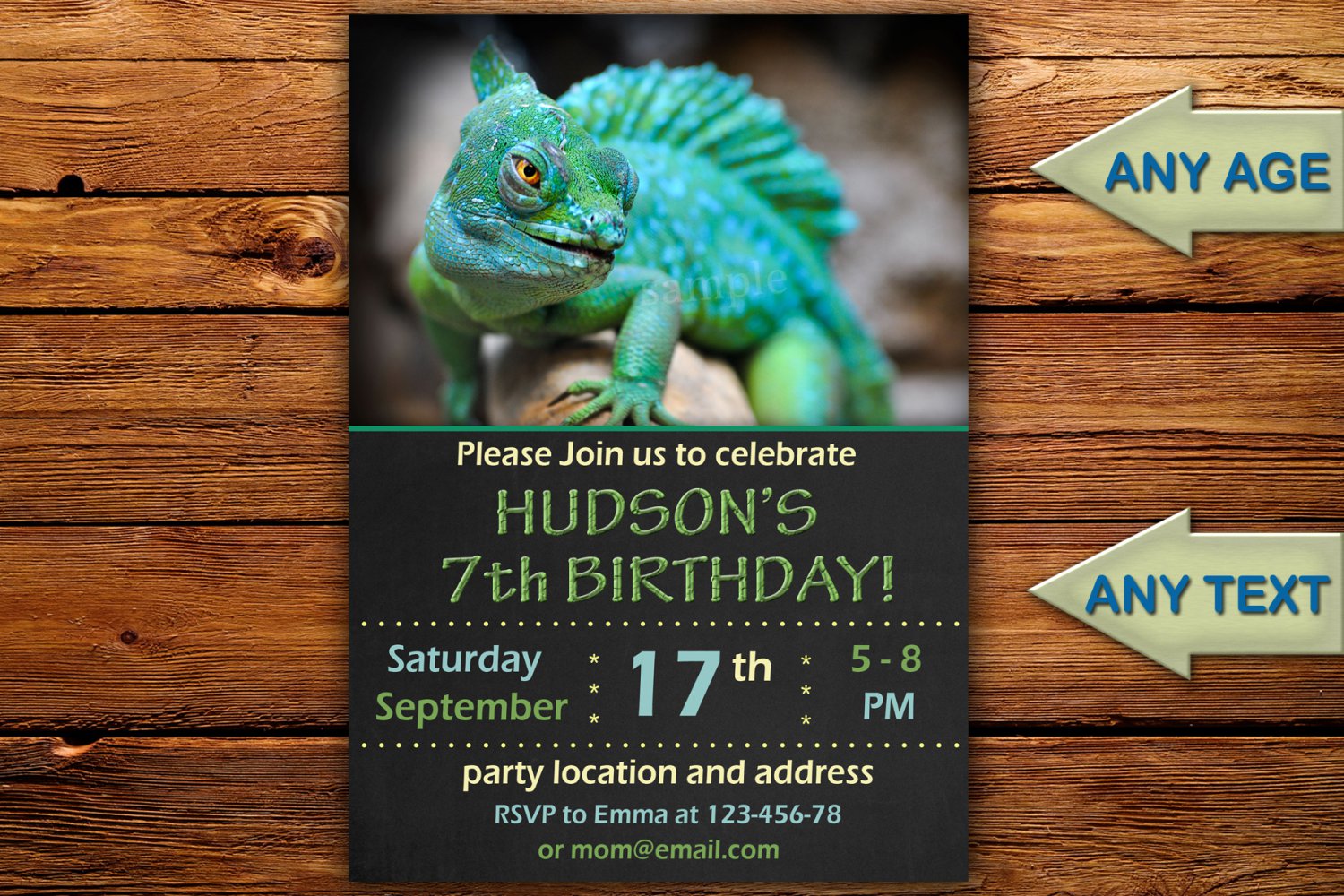 Chameleon birthay invitation,Chameleon birthay invite,Chameleon thank ...