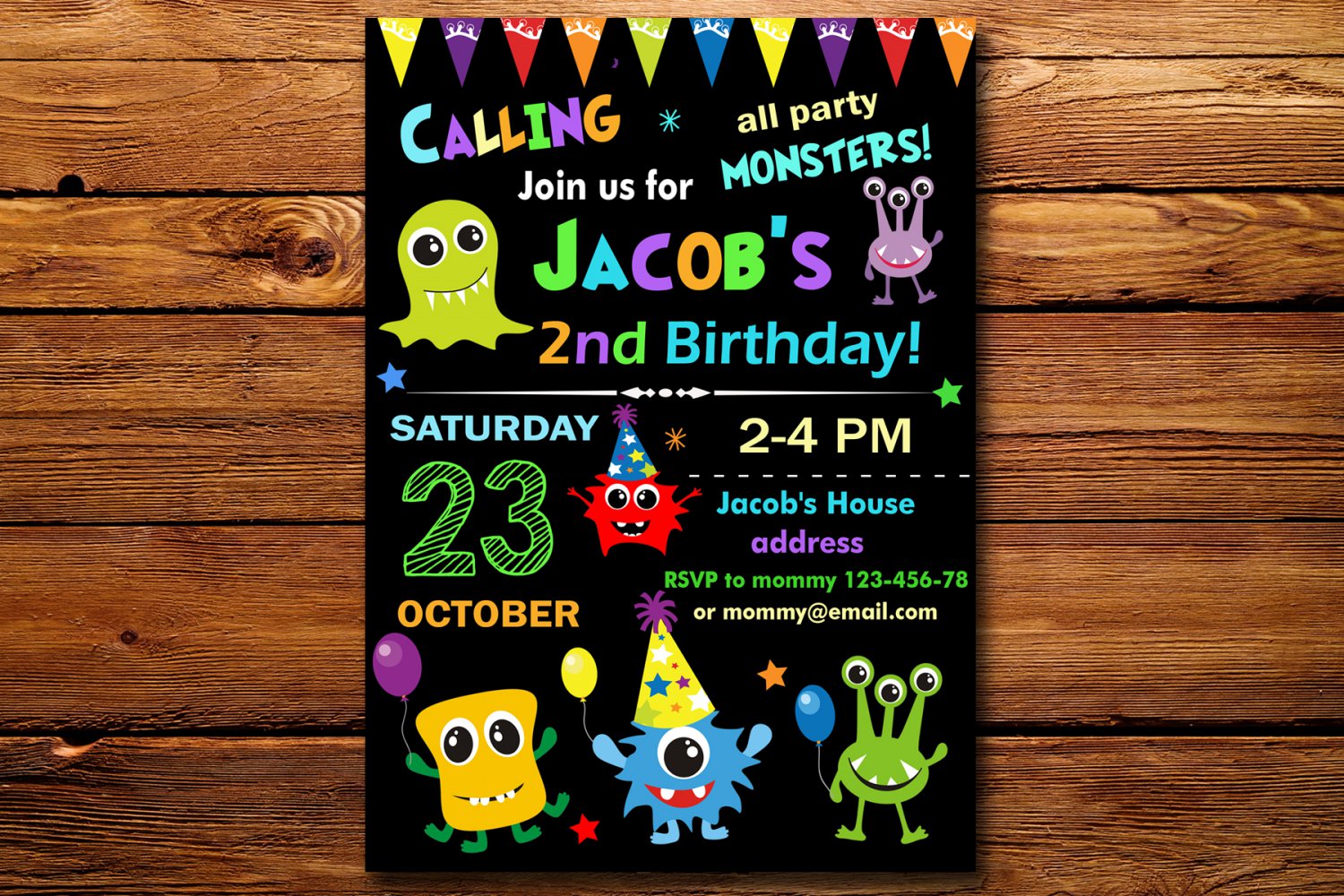 Monster birthday invitation,Monster birthday invite--208