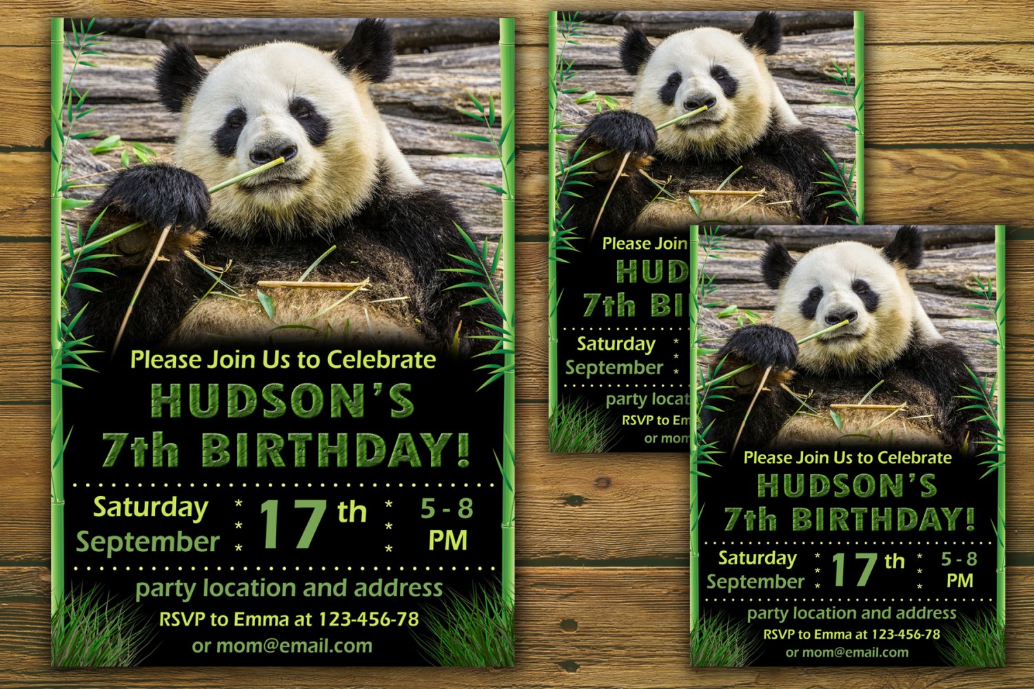 Panda birthday invitation,Panda birthday invite,Jungle birthday invitation