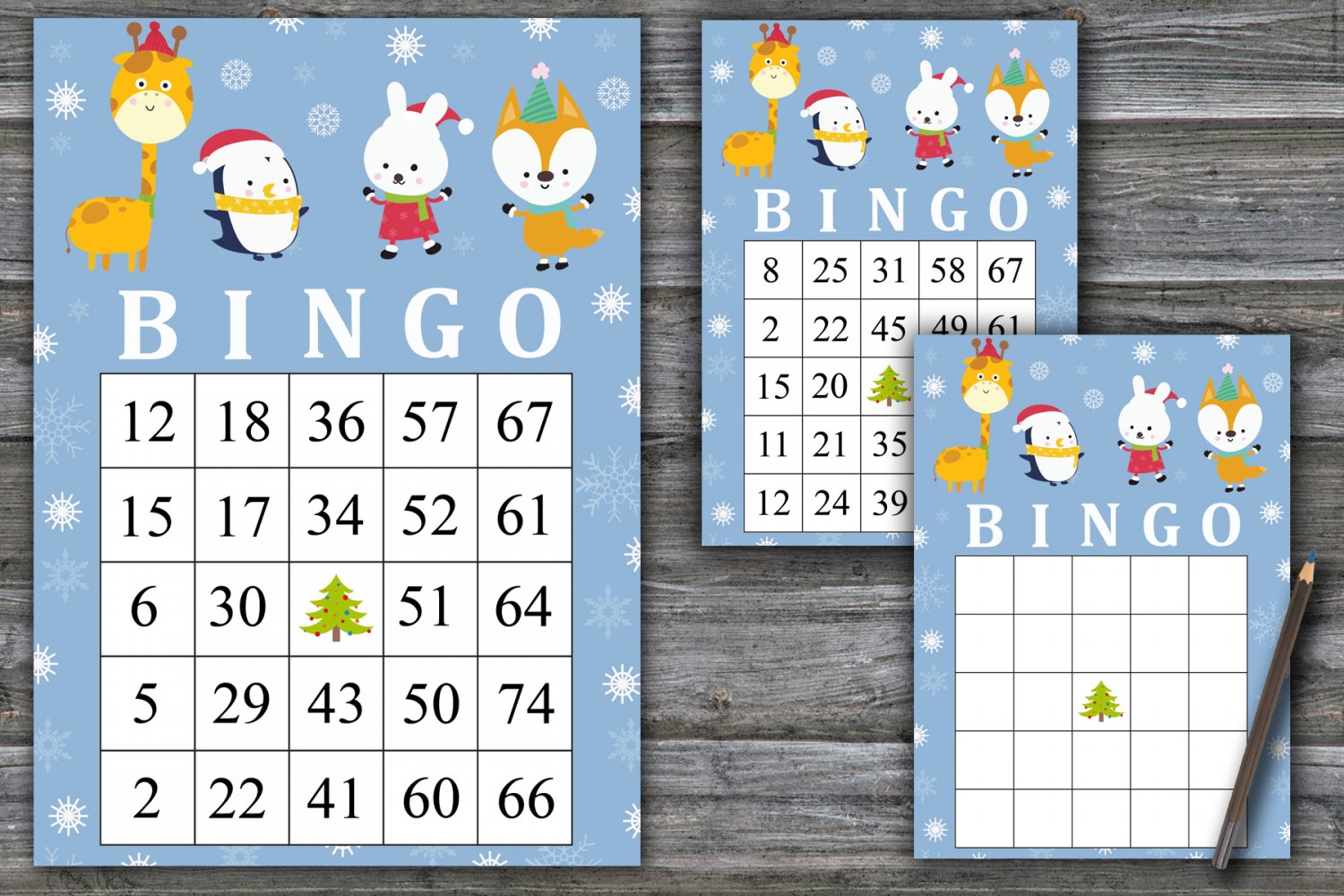 Christmas bingo game,Winter animals bingo,Christmas Party bingo,Holiday ...