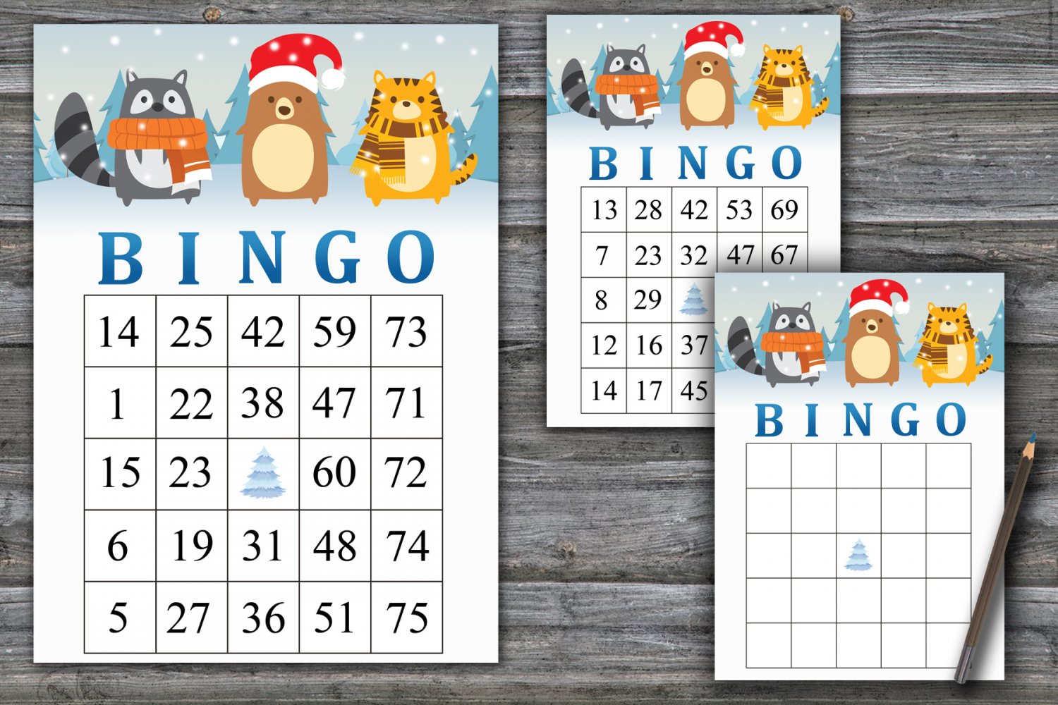 Christmas bingo game,Winter animals bingo,Christmas Party bingo,Holiday ...
