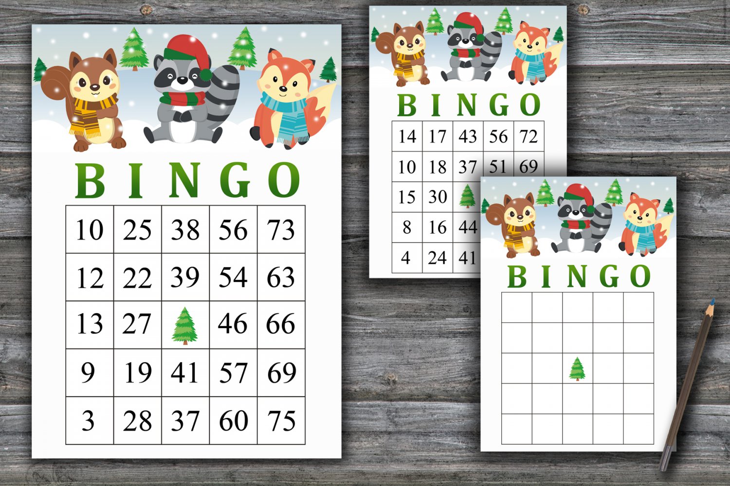 Christmas bingo game,Winter animals bingo,Christmas Party bingo,Holiday ...
