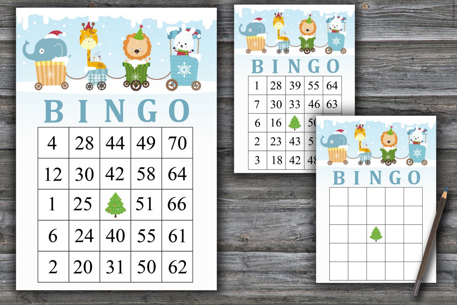 Christmas bingo game,animals train bingo,Christmas Party bingo,Holiday ...