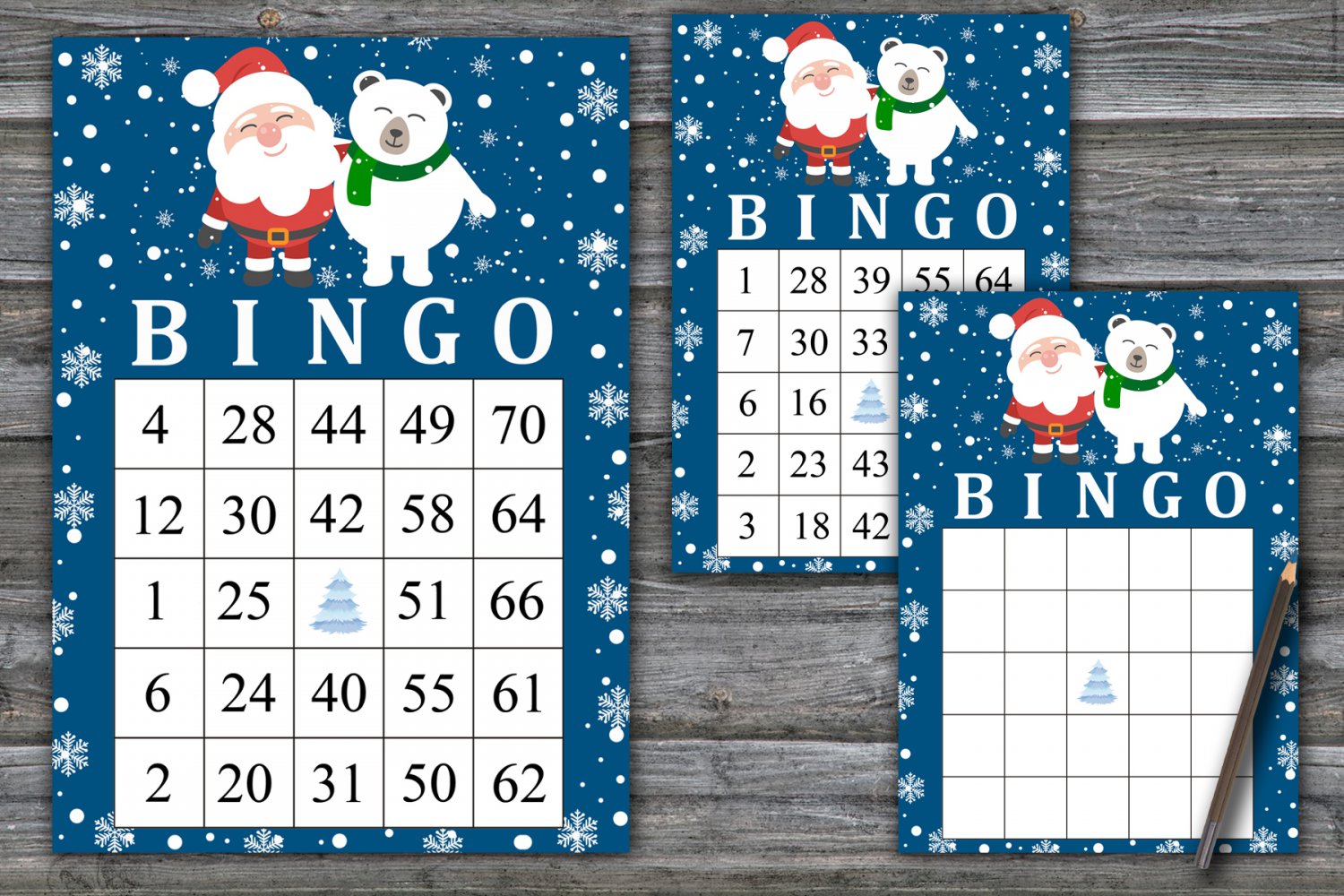 Christmas bingo game,Santa polar bear bingo,Christmas Party bingo ...