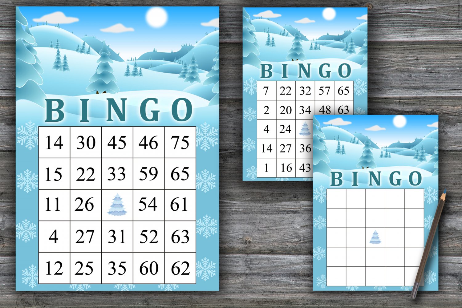 Christmas bingo game,Winter landscape bingo,Christmas Party ,Holiday ...