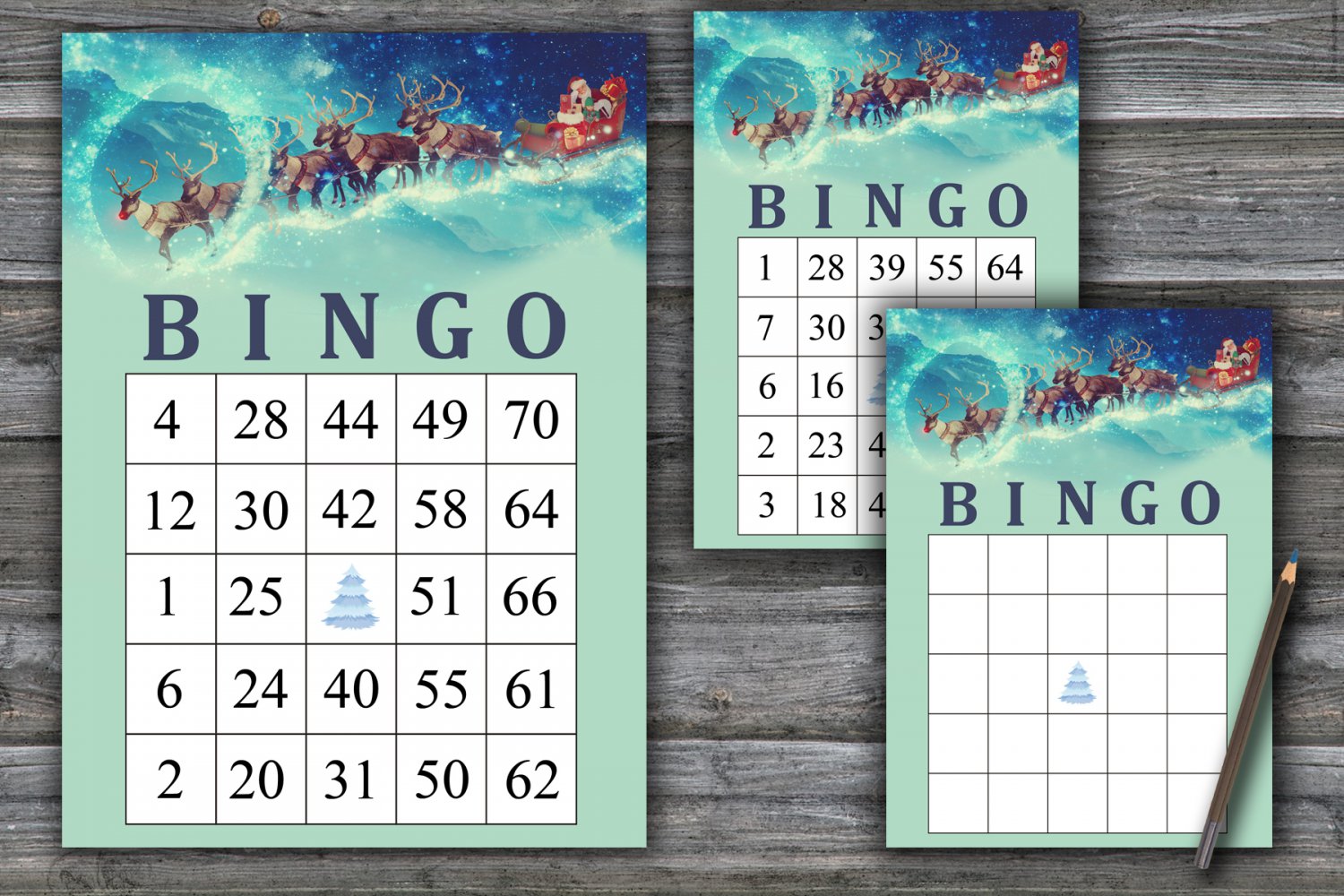 Christmas bingo game,santa carriage bingo,Christmas Party ,Holiday ...
