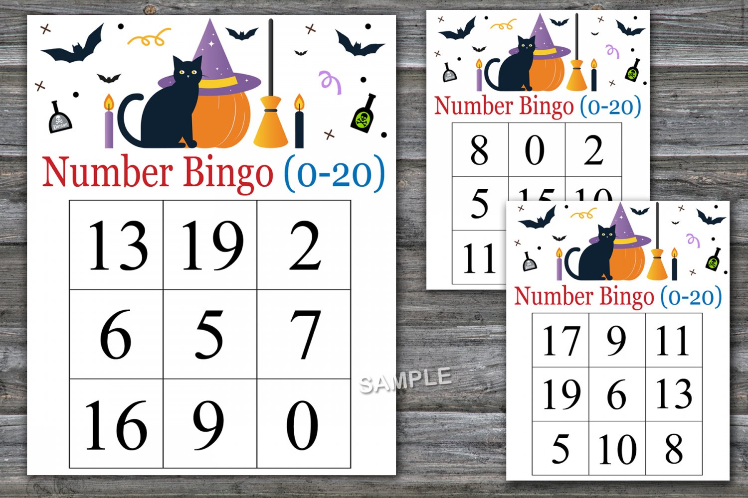 Bingo kids 0-20,halloween Bingo Game,halloween Bingo cards,Number Bingo ...