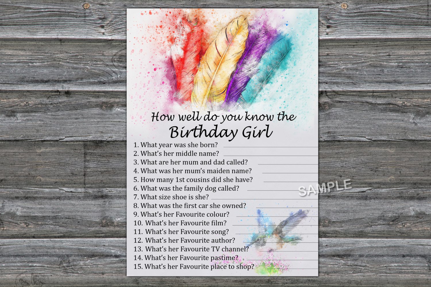 Tribal Feather How well do you know the birthday girl,Adult Birthday ...