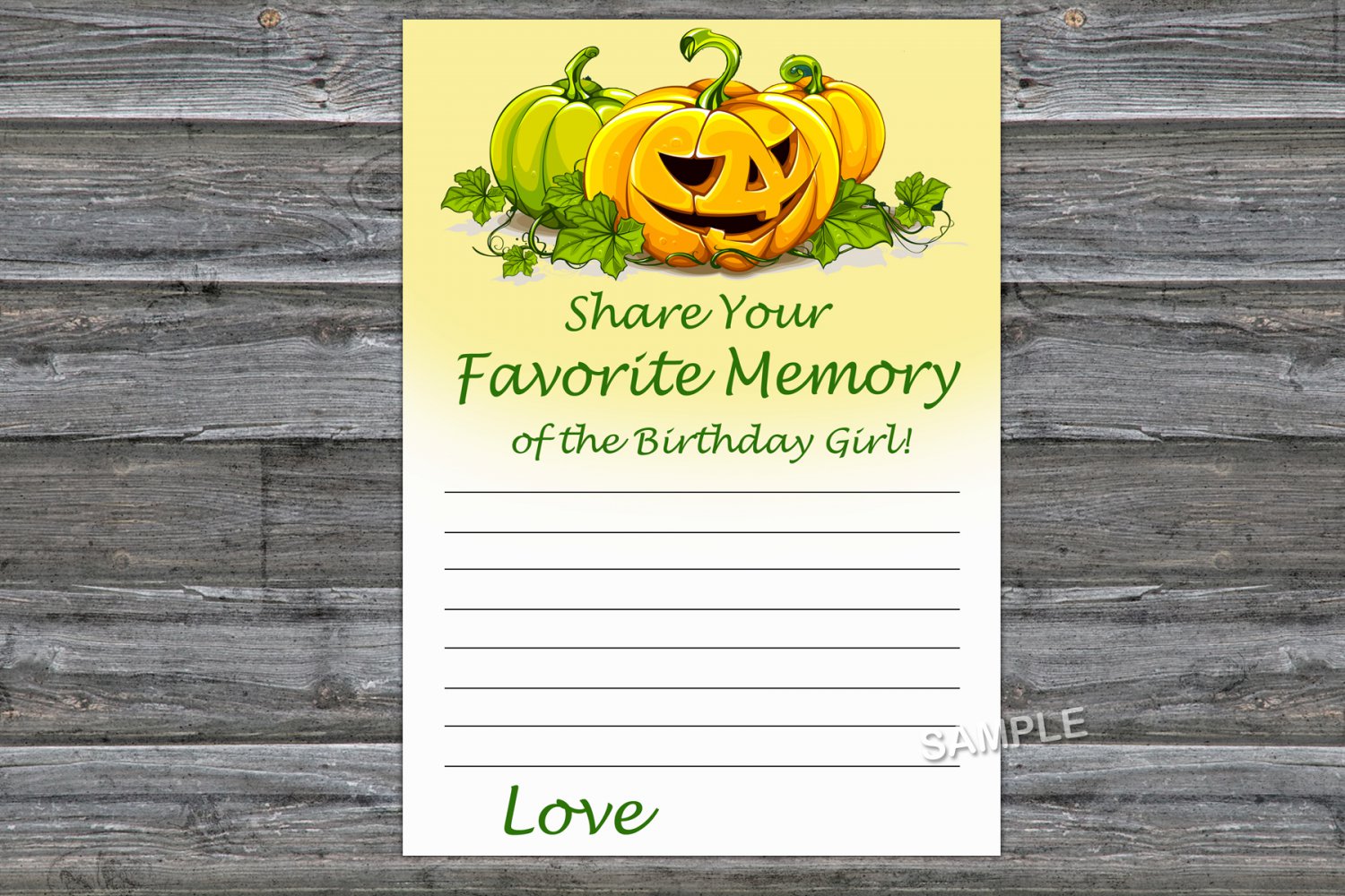 Halloween Favorite Memory of the Birthday Girl,Adult Birthday Game ...