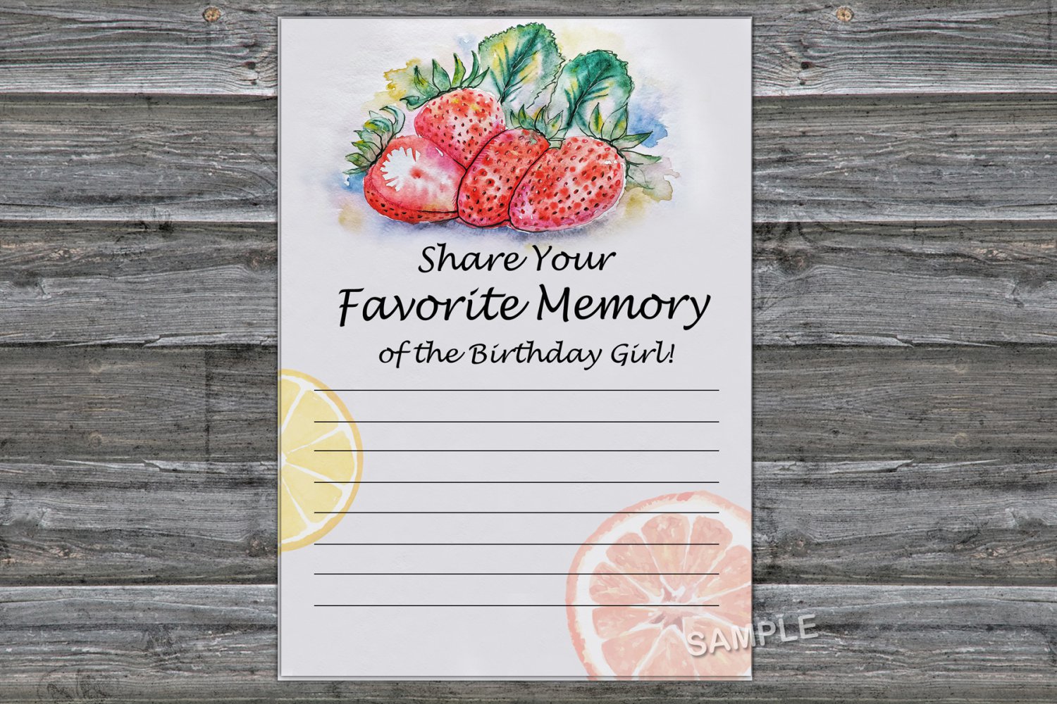 Strawberry Favorite Memory of the Birthday Girl,Adult Birthday Game ...