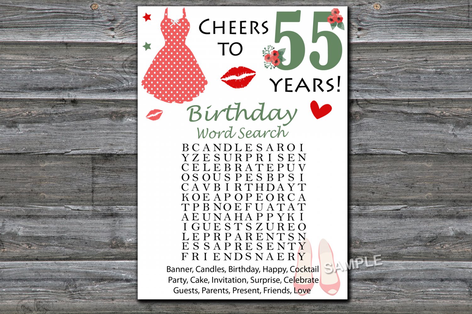 55th birthday games,birthday word search game,Adult Birthday Game ...