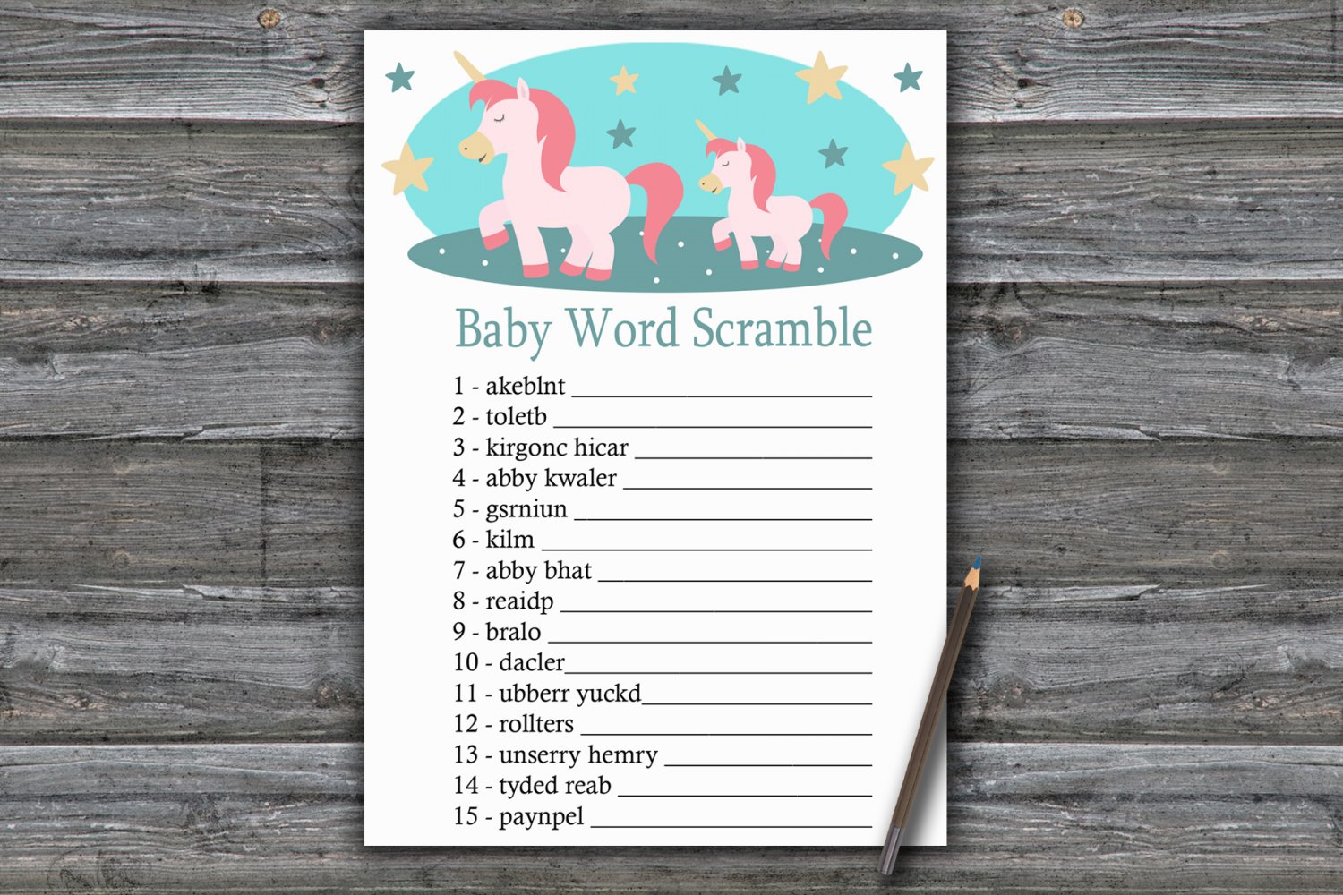 Unicorn Baby Word Scramble Game,Unicorn Baby shower games,Rainbow baby ...
