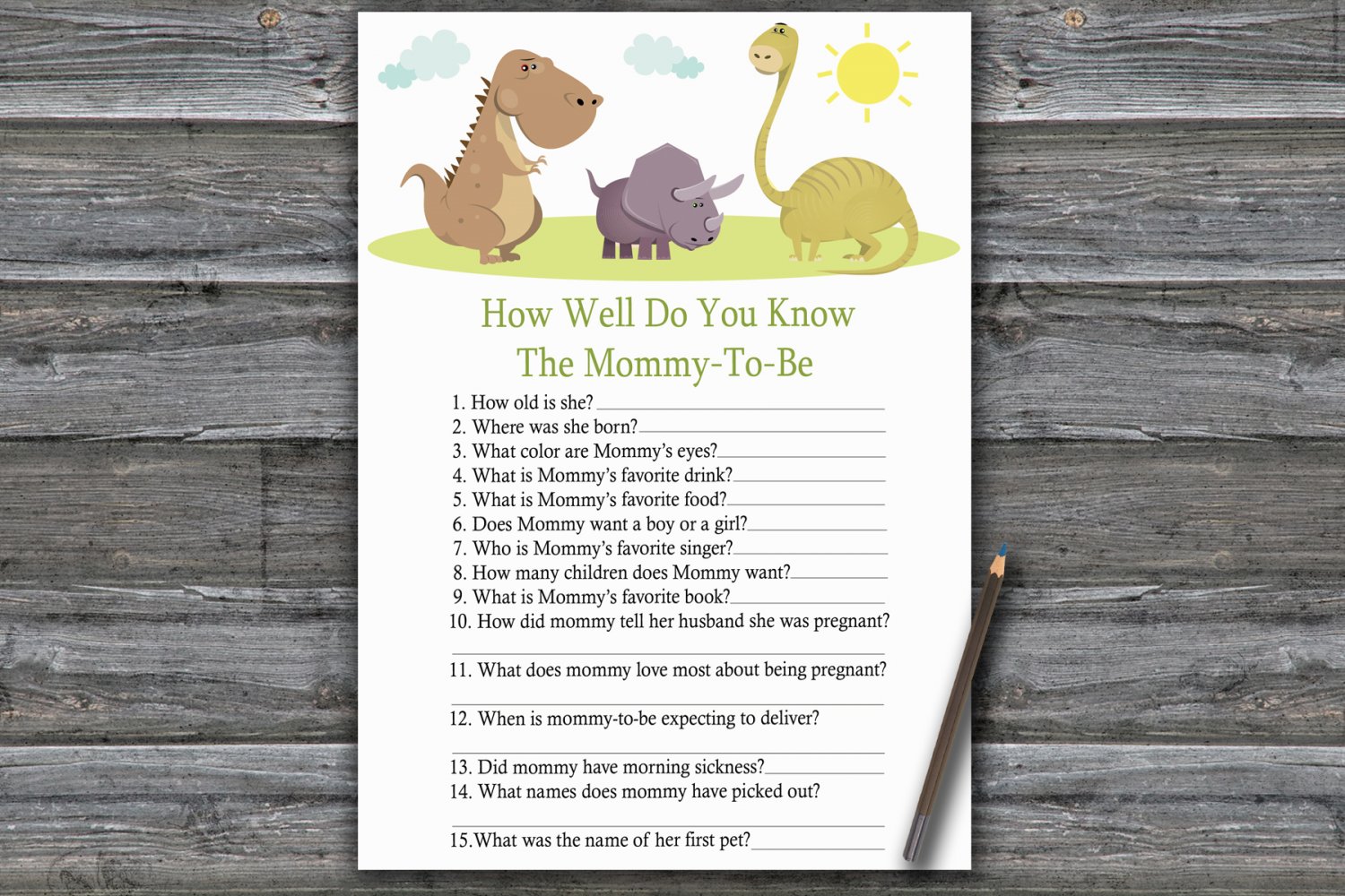 Dinosaur How Well Do You Know Game,Dinosaur Baby shower games,INSTANT ...