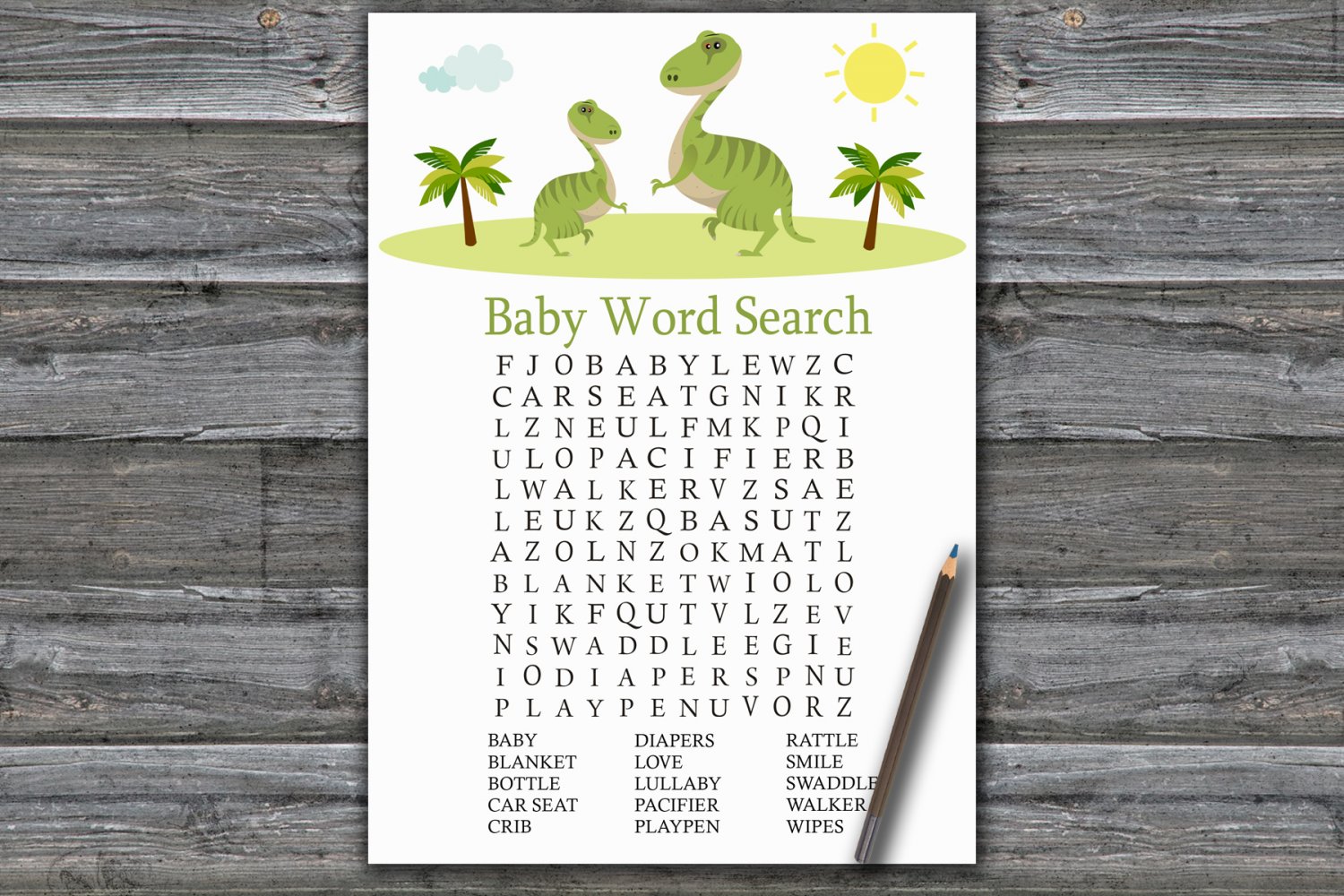 Dinosaur Baby Shower Word Search Game,Dino Baby shower games,INSTANT ...