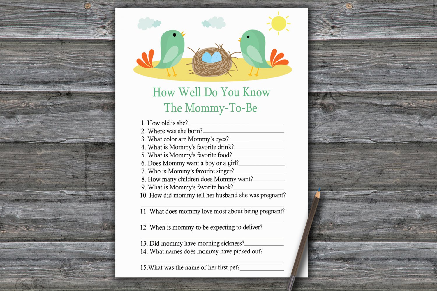 Birds and nest How Well Do You Know Game,Birds and nest Baby shower ...