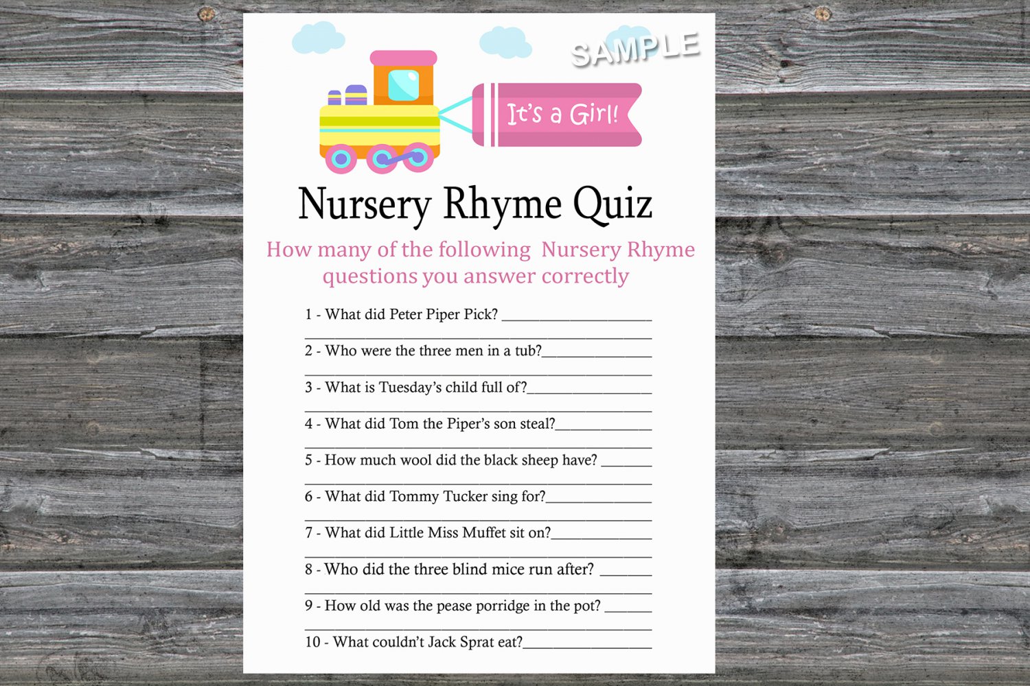 Toy Train Nursery Rhyme Quiz Game,Toy Train Baby shower games,INSTANT ...