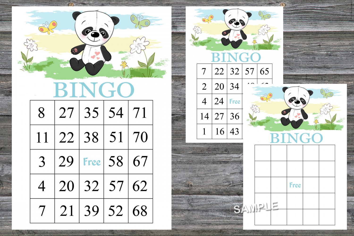 Cute panda bingo game,Panda bingo card,birthday bingo games,60 ...