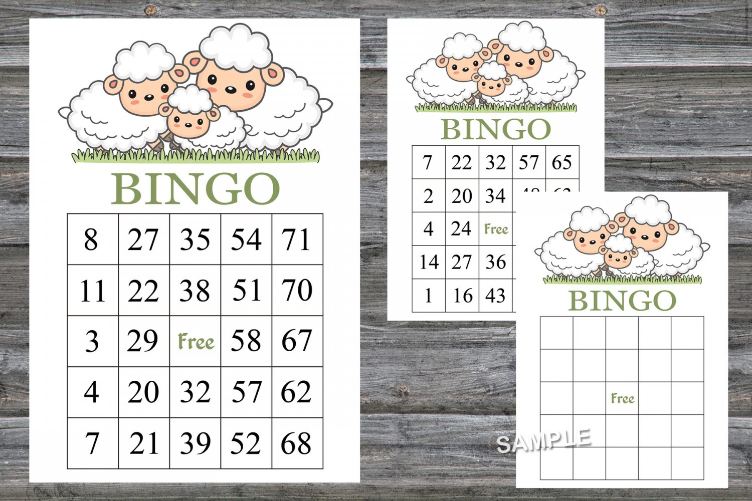 Cute Lambs bingo game,lamb bingo card,birthday bingo games,60 Printable ...