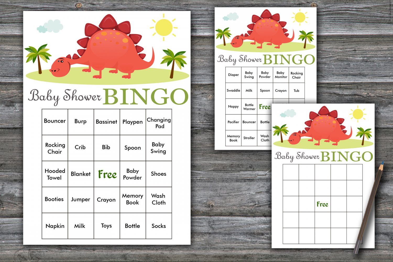 Red Dinosaur baby shower bingo cards,Dinosaur baby shower game ,60 ...
