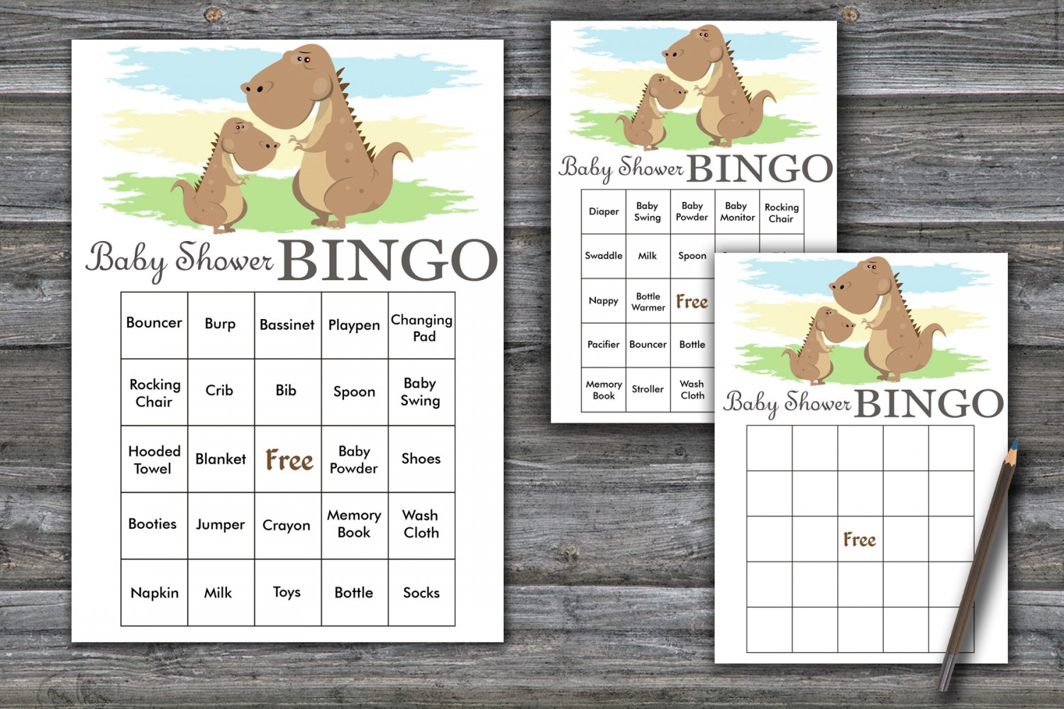 Dinosaur baby shower bingo cards,T-rex baby shower game ,60 Prefilled ...