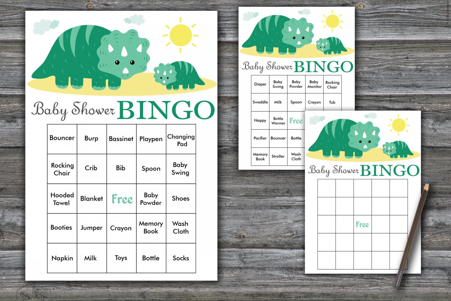 Dinosaur baby shower bingo cards,Dinosaur baby shower game ,60 ...