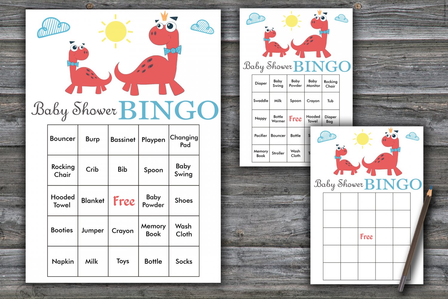 Red Dinosaur baby shower bingo cards,Dinosaur baby shower game ,60 ...