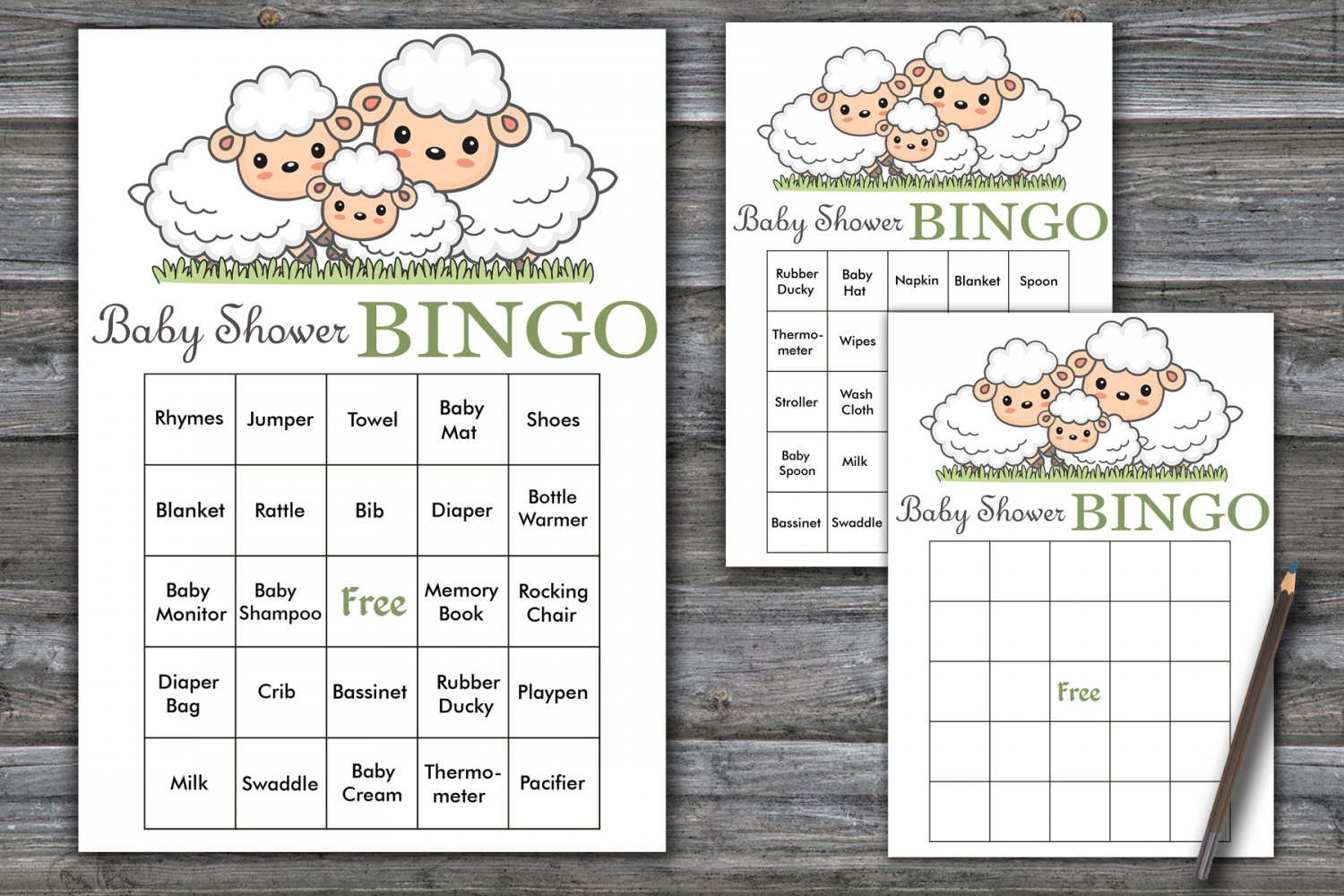 Lambs baby shower bingo cards, Farm baby shower game ,60 Prefilled ...