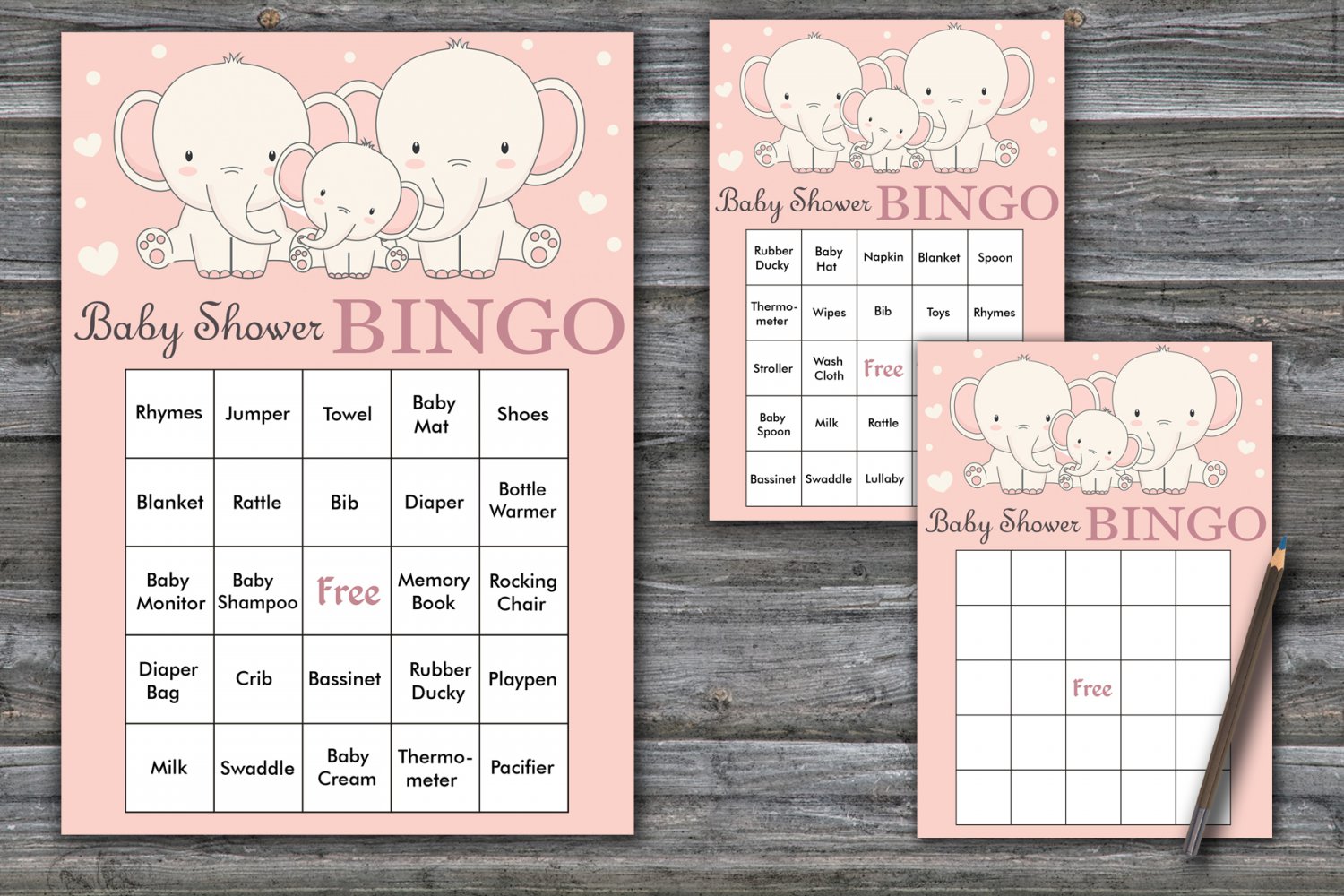 Elephant baby shower bingo cards,Elephant baby shower game ,60 ...