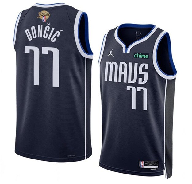 New Luka Doncic #77 Dallas Mavericks Finals 2024 Basketball Jersey Navy