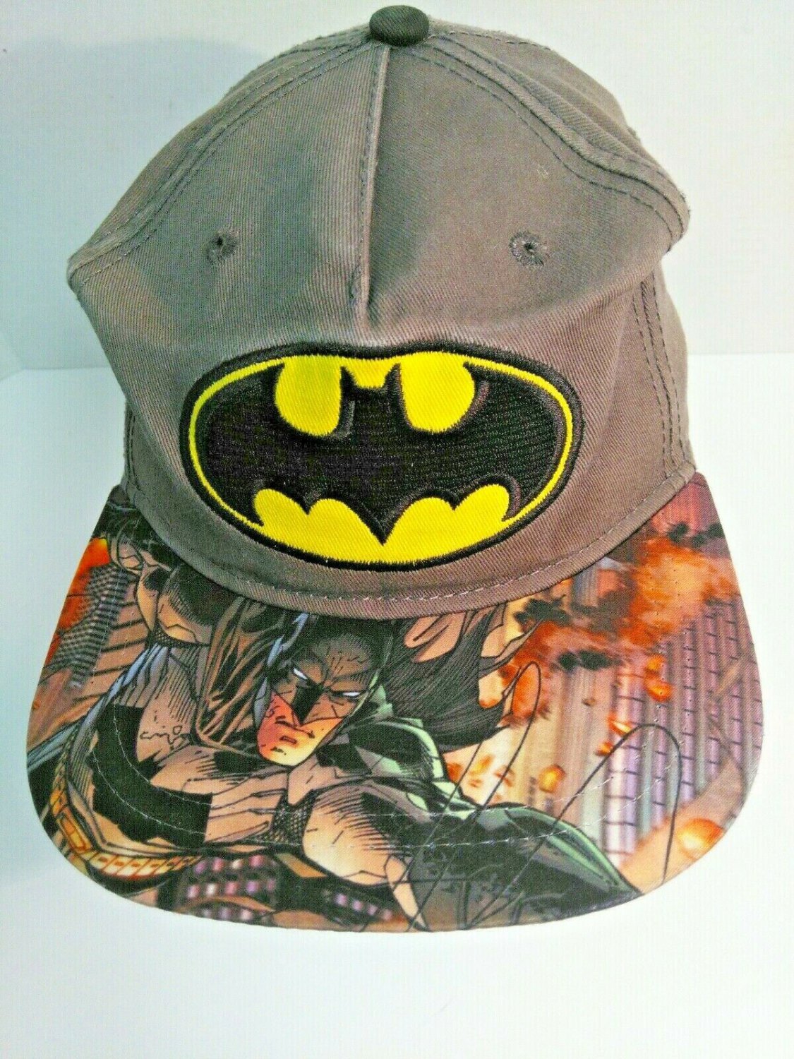 DC Comics Batman Snap Back Baseball Cap Grey Denim Body Batman Graphics ...