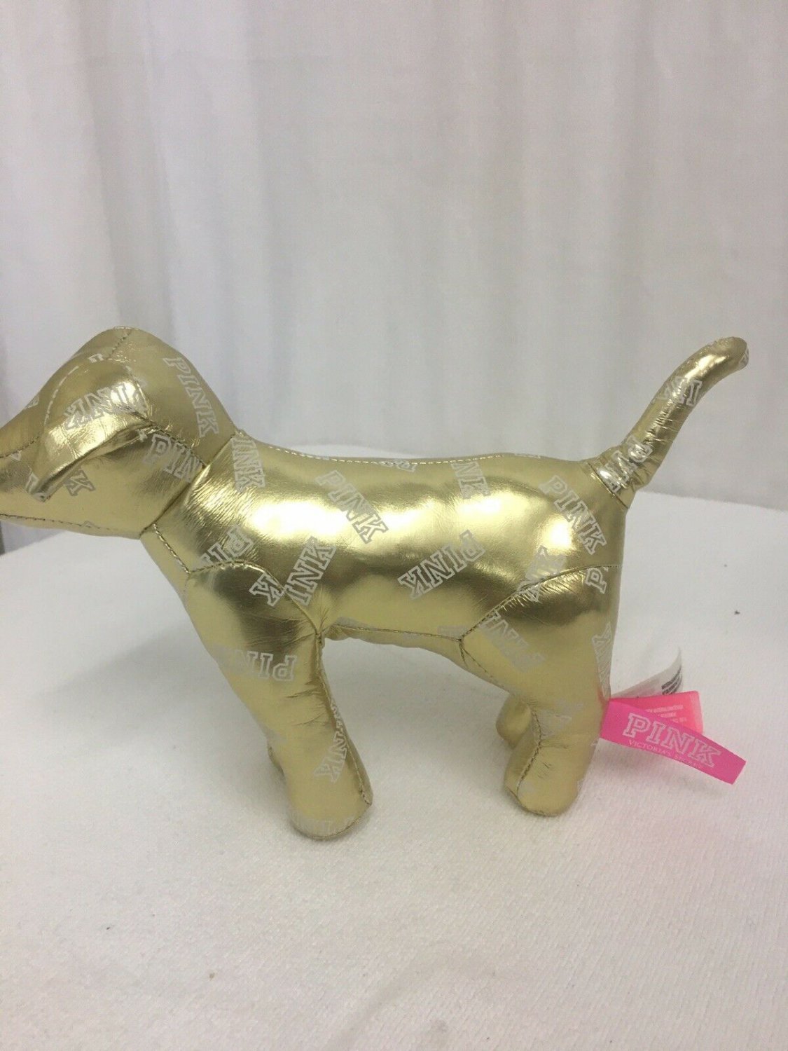 Victorias Secret PINK puppy Dog Plush Gold Color Vinyl With Logo