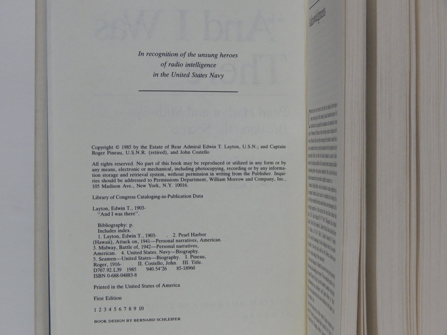 And I Was There By Admiral Edwin T. Layton U.S.N (Ret) Hard Cover