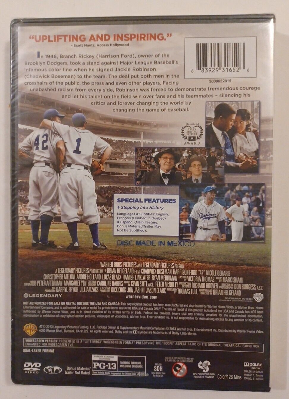 42 The Jackie Robinson Story DVD 2013 biography baseball sports movie ...