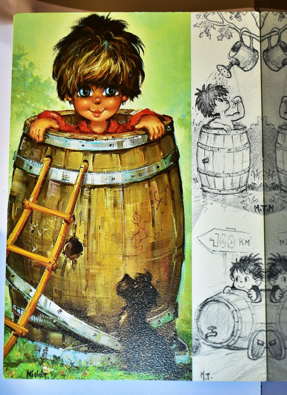 Morning Wash Gamins Illustration by Michael Thomas 1975 Postcard