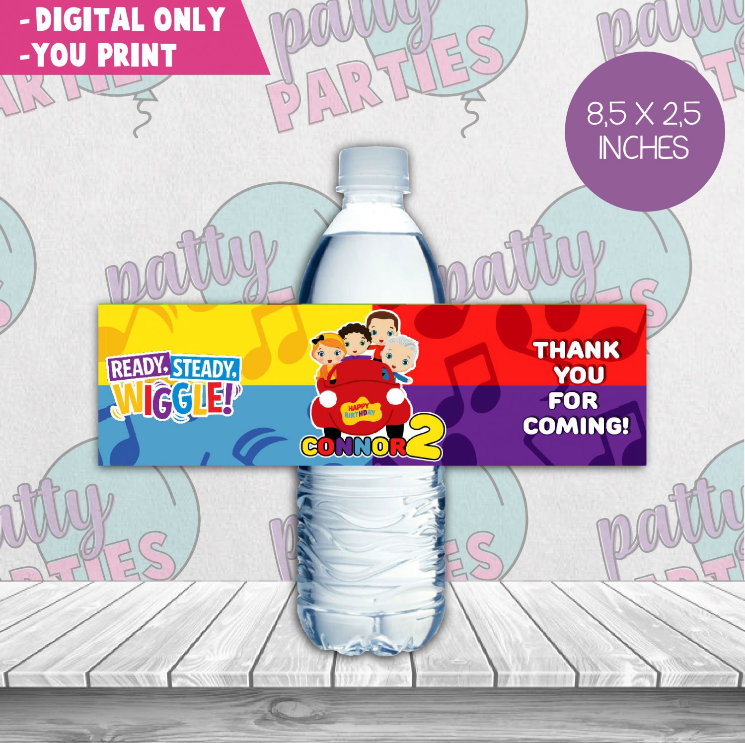 THE WIGGLES WATER BOTTLE LABEL