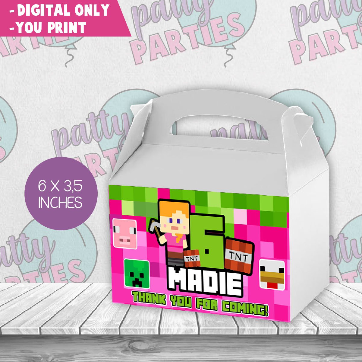 MINECRAFT GABLE GIFT BOX LABELS