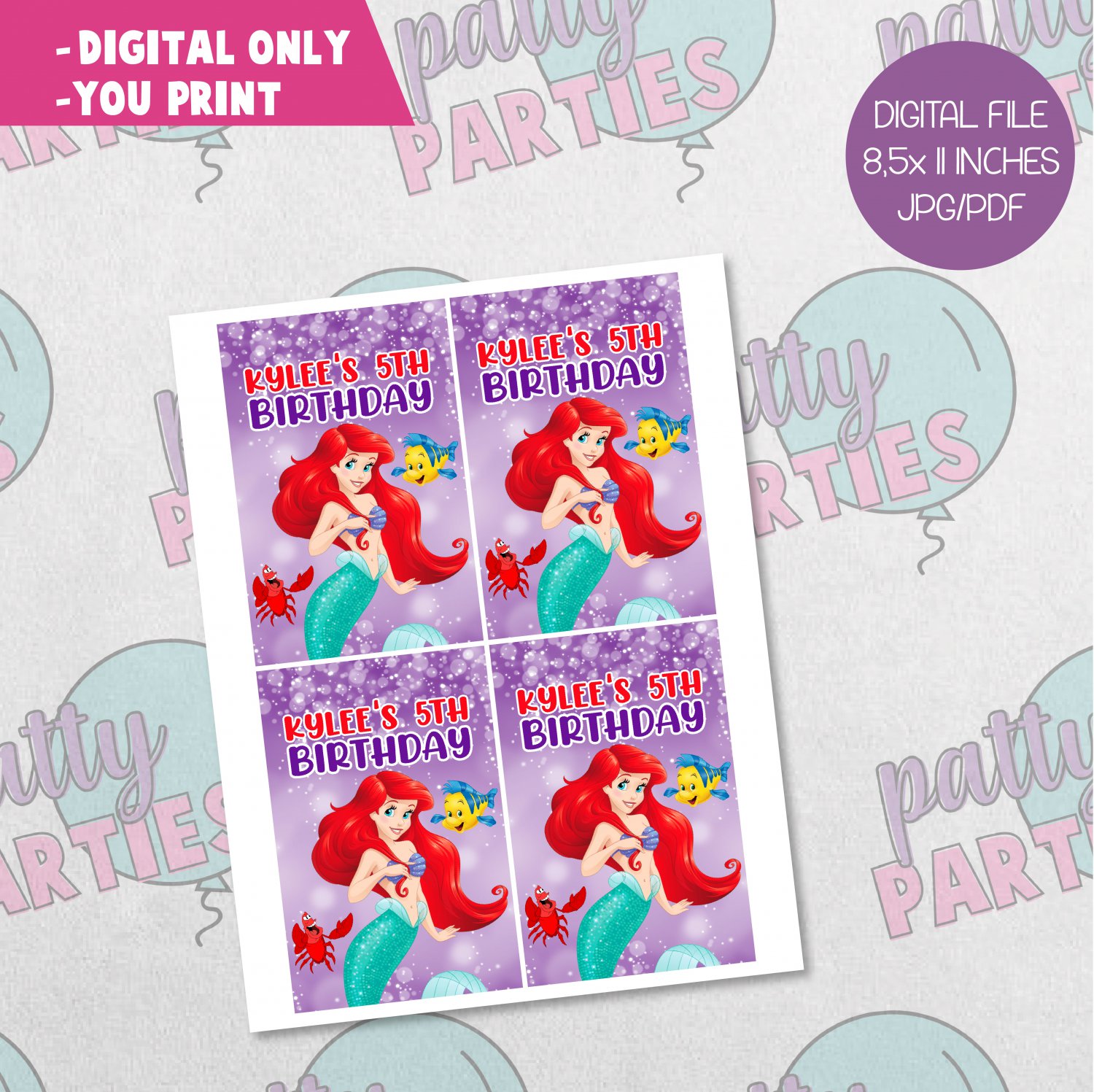 THE LITTLE MERMAID JUICE POUCH LABEL-THE LITTLE MERMAID CAPRISUN LABEL