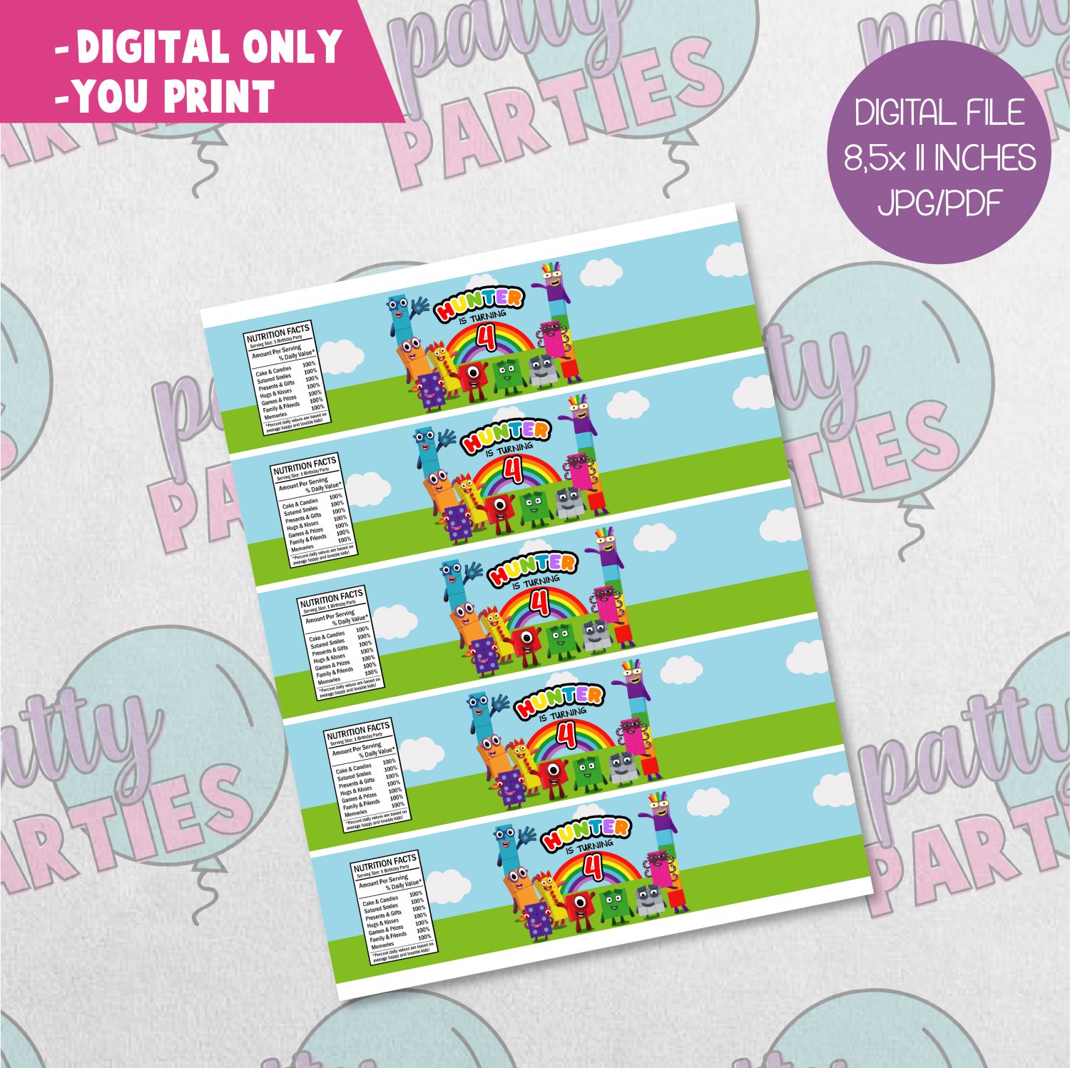 NUMBERBLOCKS BOTTLE LABEL