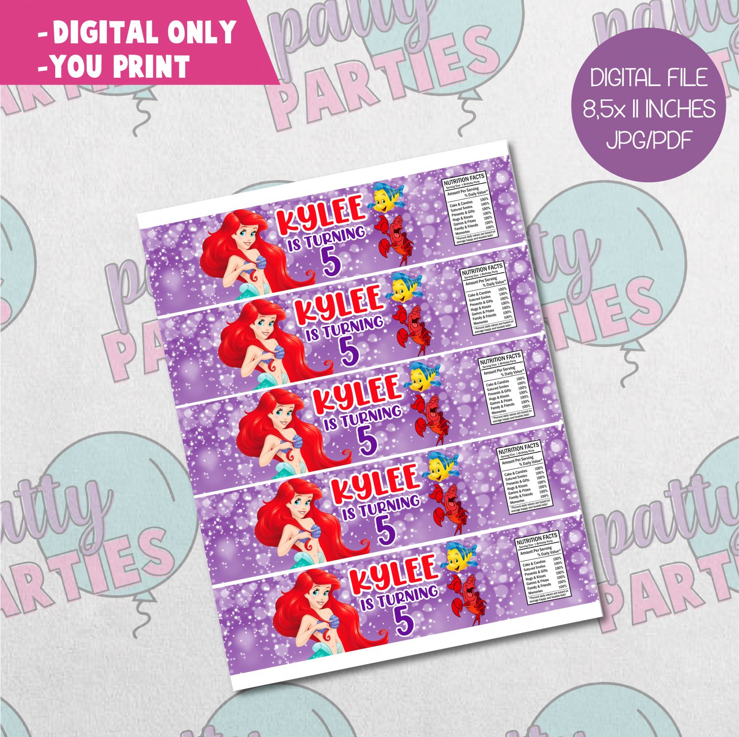 THE LITTLE MERMAID BOTTLE LABEL