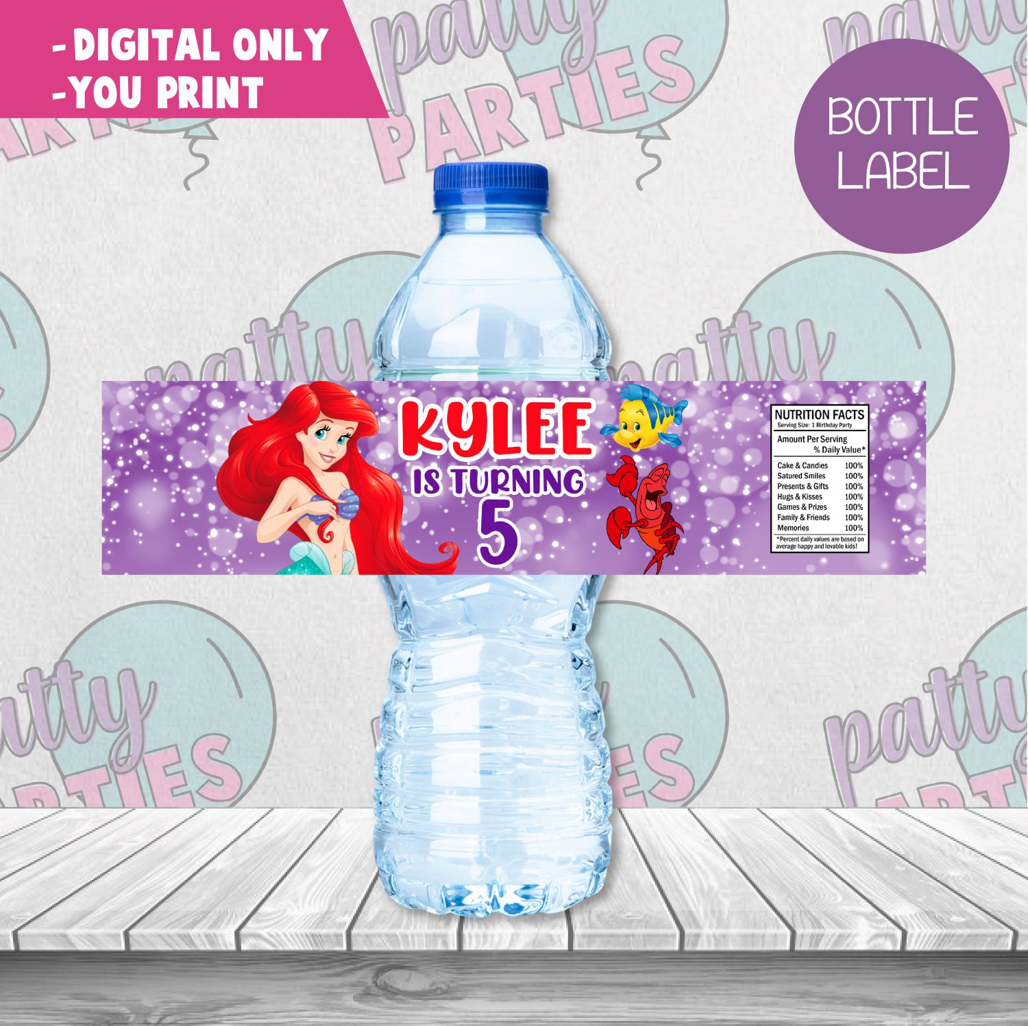 THE LITTLE MERMAID BOTTLE LABEL