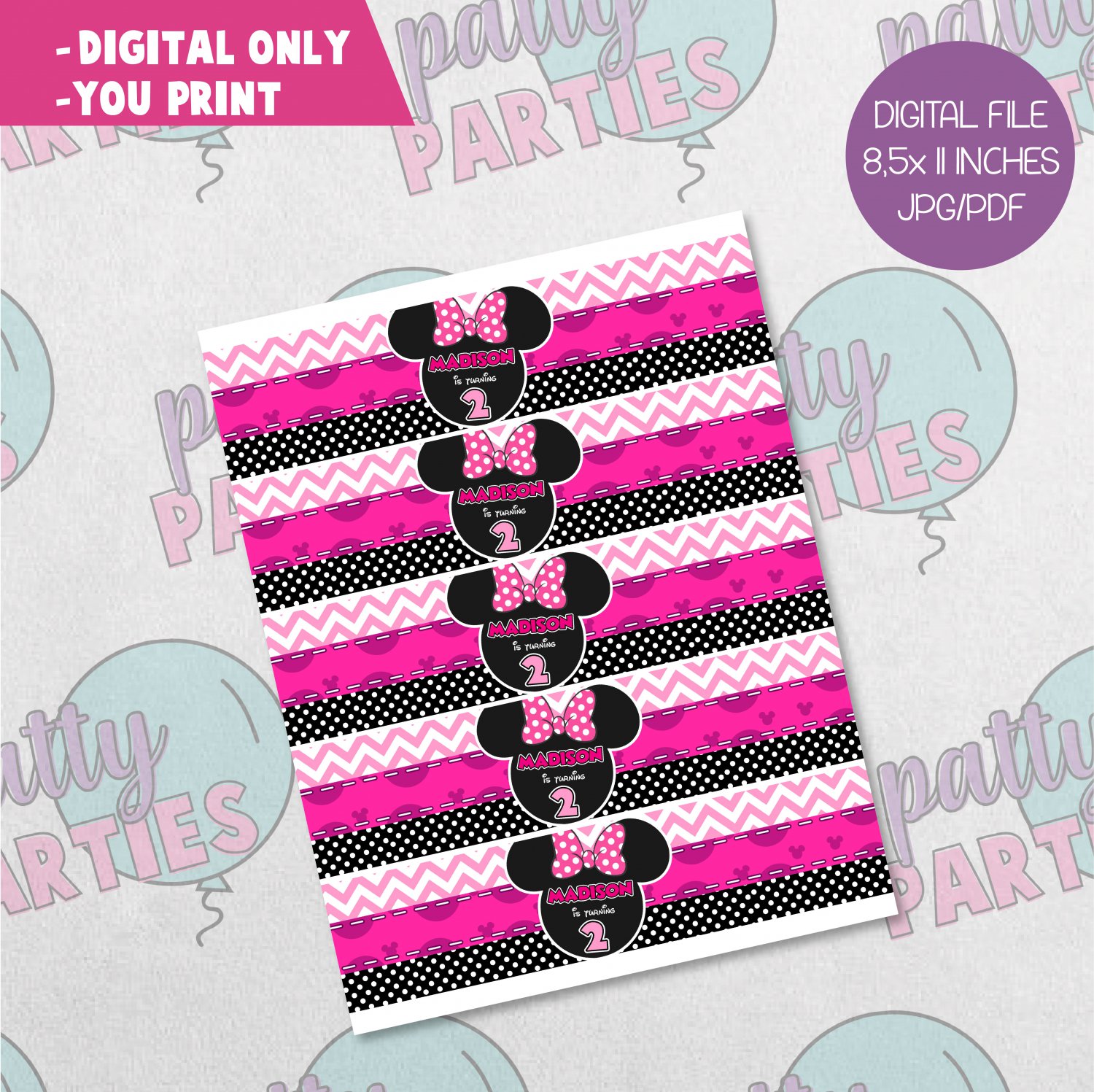 MINNIE MOUSE BOTTLE LABEL