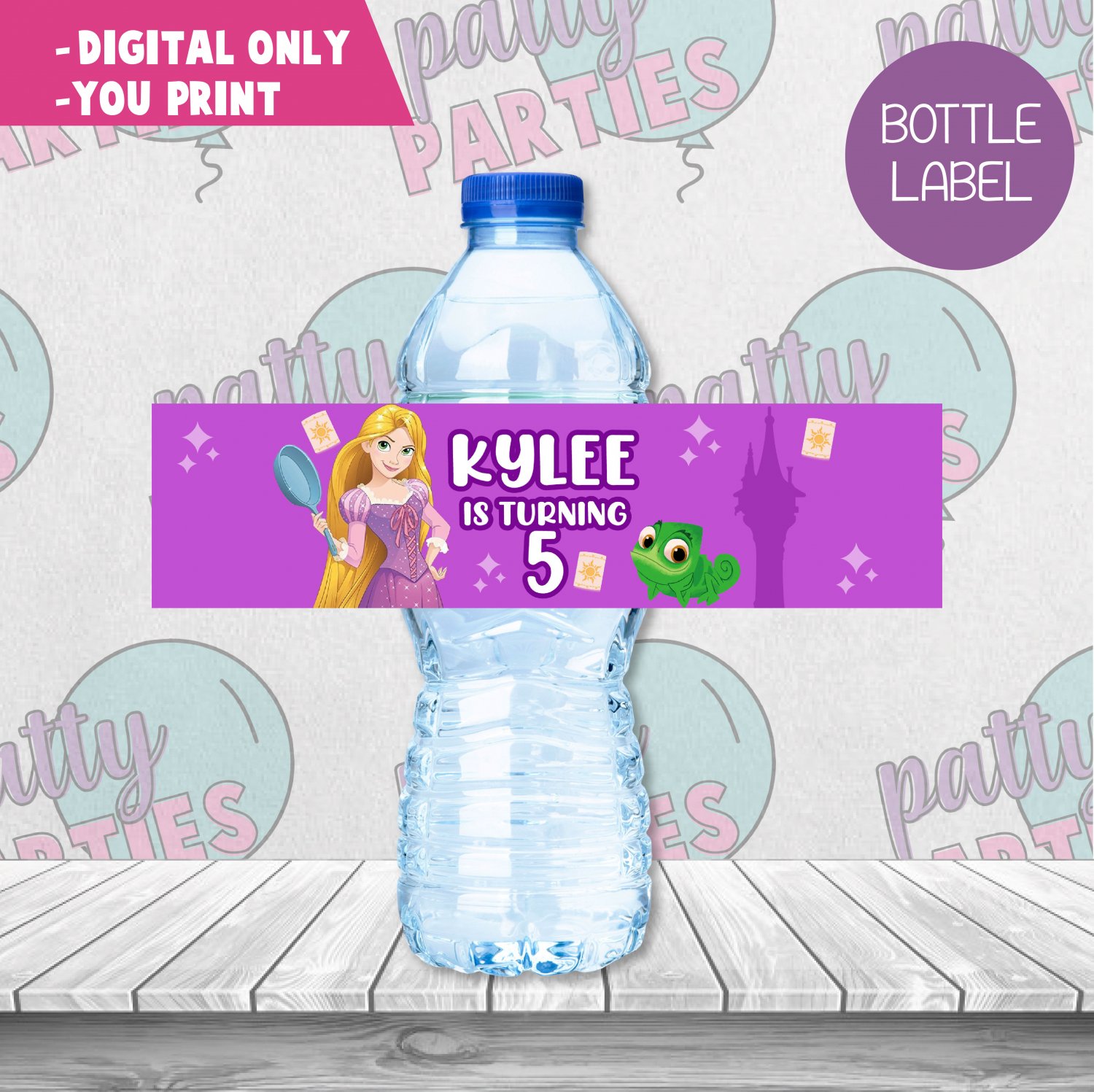 RAPUNZEL BOTTLE LABEL-RAPUNZEL WATER BOTTLE LABEL