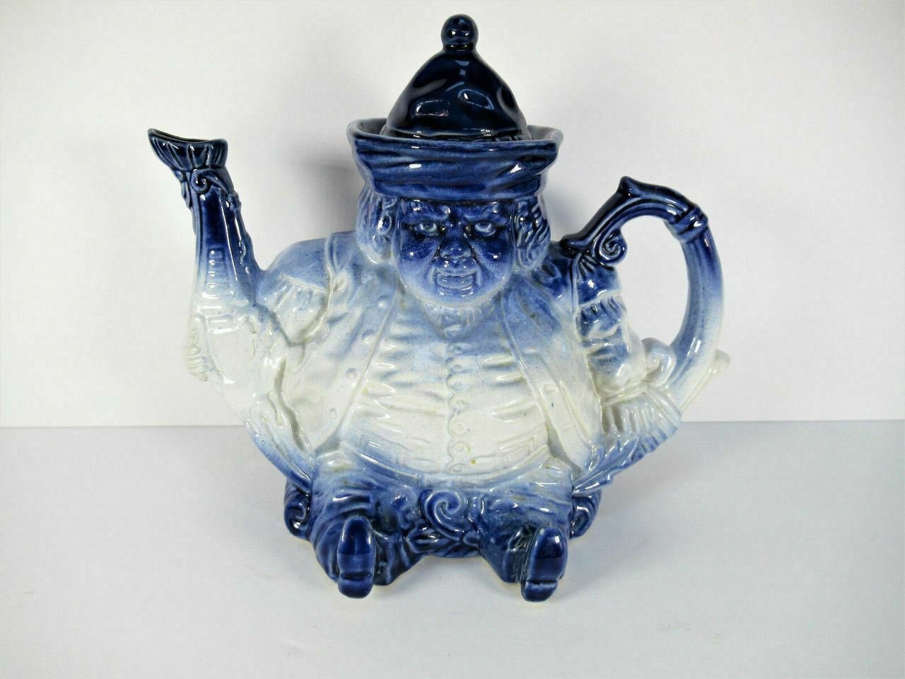 Vintage Toby The Fat Man Judge Flow Blue Teapot