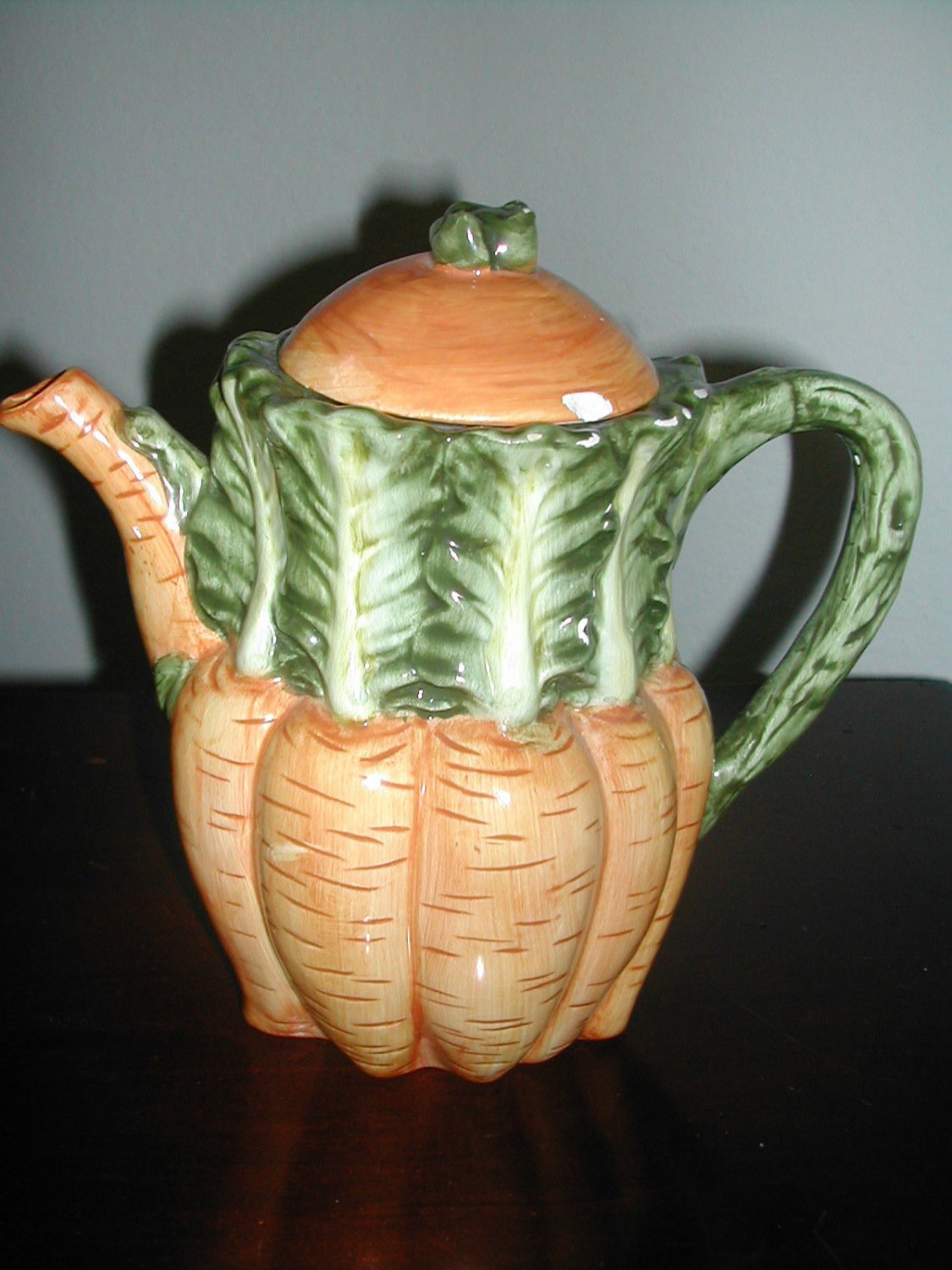 Vintage Design Pac Teapot Green And Orange 6 1/2"