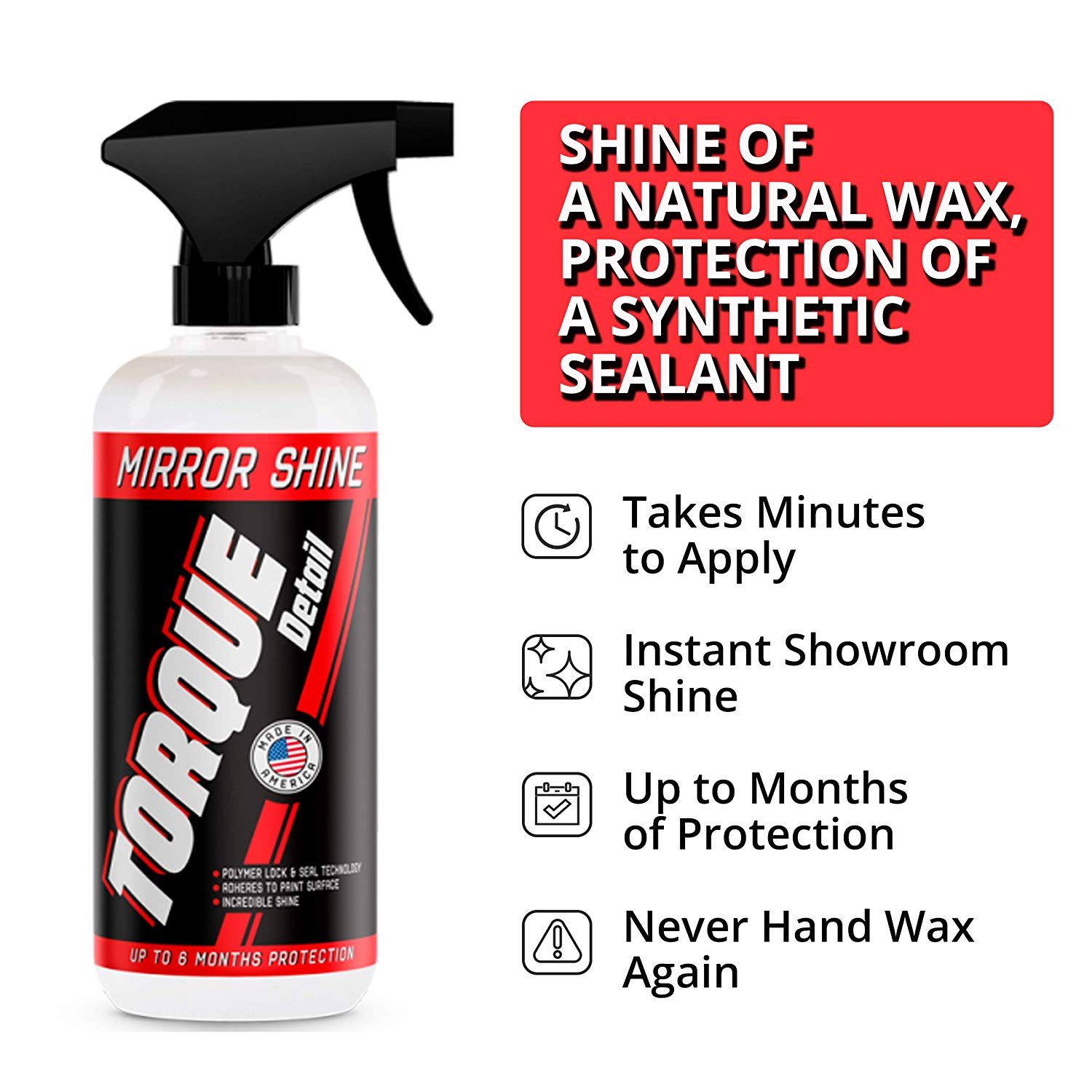 Torque Detail Mirror Shine Super Gloss Wax Sealant Hybrid Spray Fast 8oz