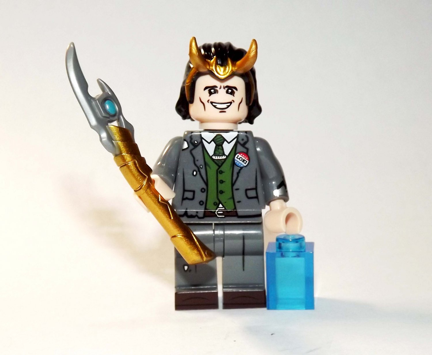 Loki Grey Suit with cube TV Show Custom Minifigure Bricks Semut Toys