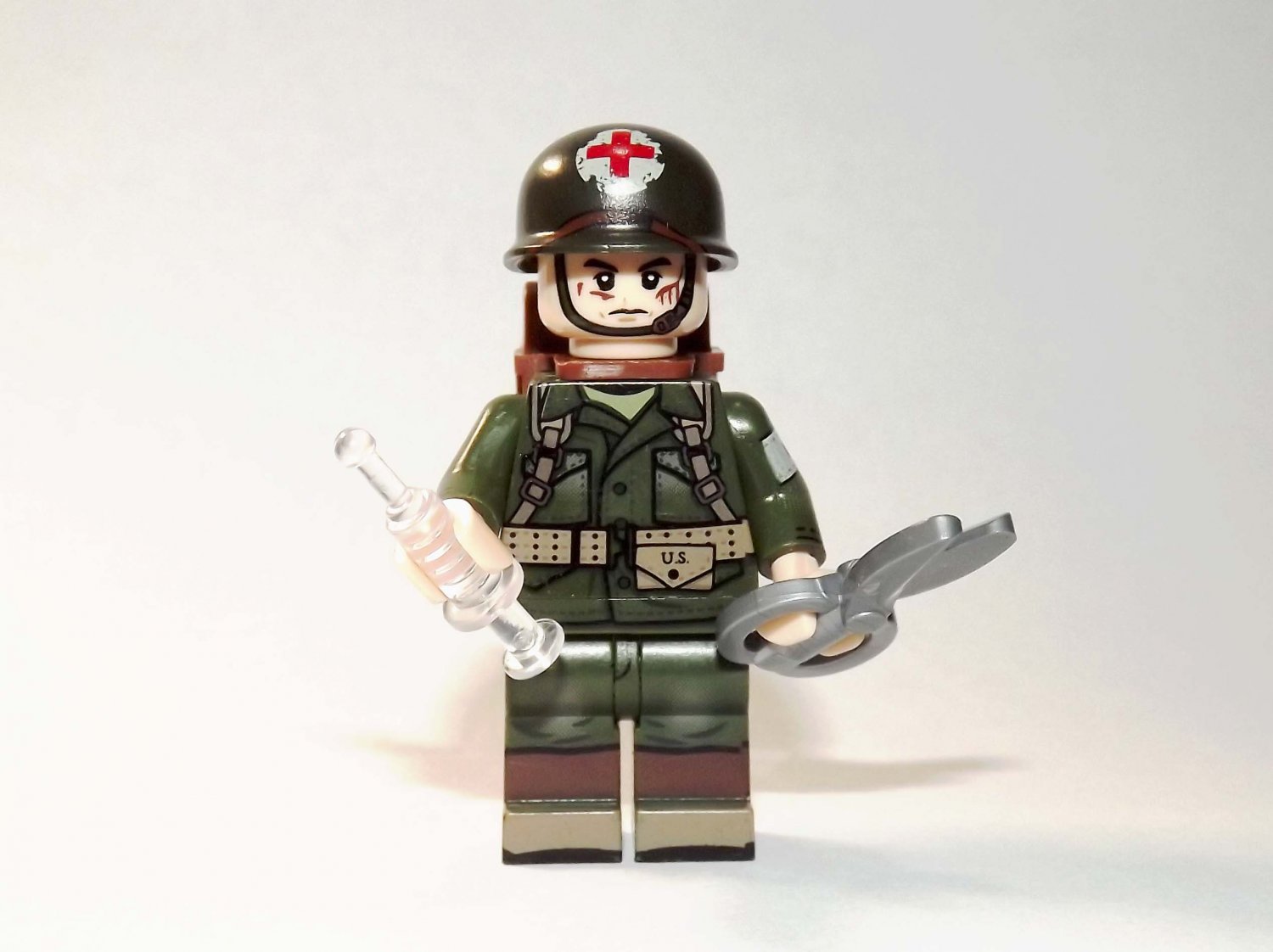 Army soldier Medic D Day V2 WW2 Custom Minifigure Bricks Semut Toys